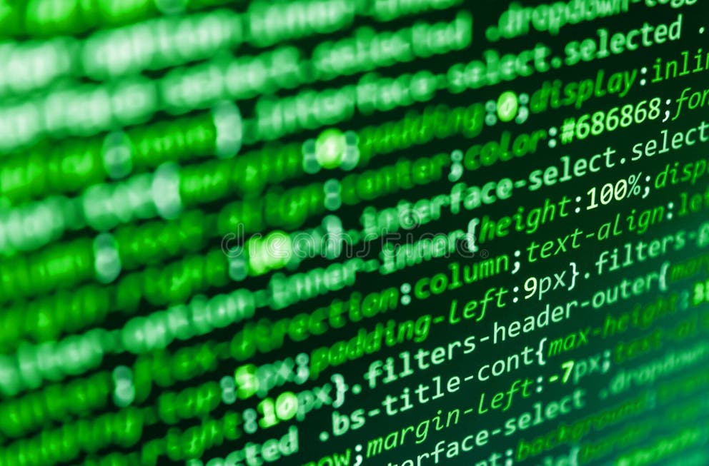 Real Css Code Developing Screen. HTML Website Structure. Coding Programmer Abstract Background ...