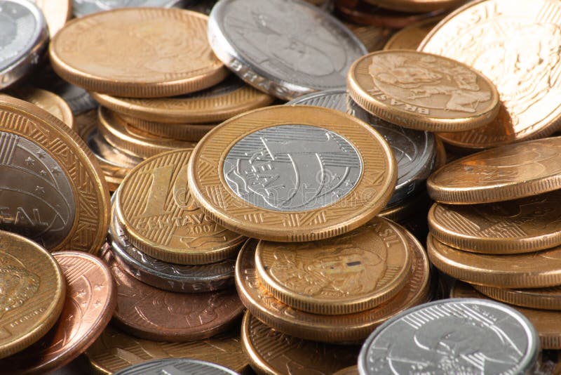 A Stack of Brazilian Coins Real Stock Image - Image of isolated ...