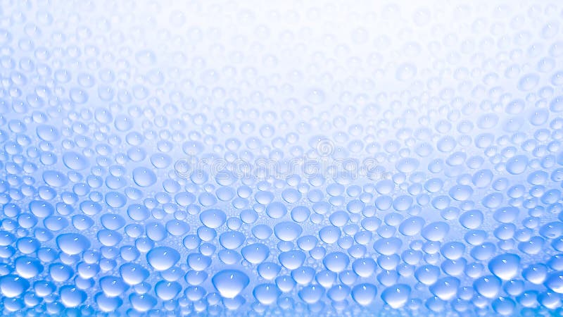 Real Drops of Water on a Blue Background. Moisture Condensation on the ...