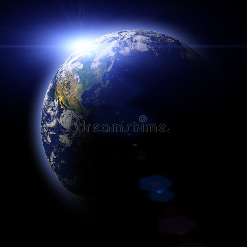 Real Earth Planet in Blue Sun Stock Illustration - Illustration of ...