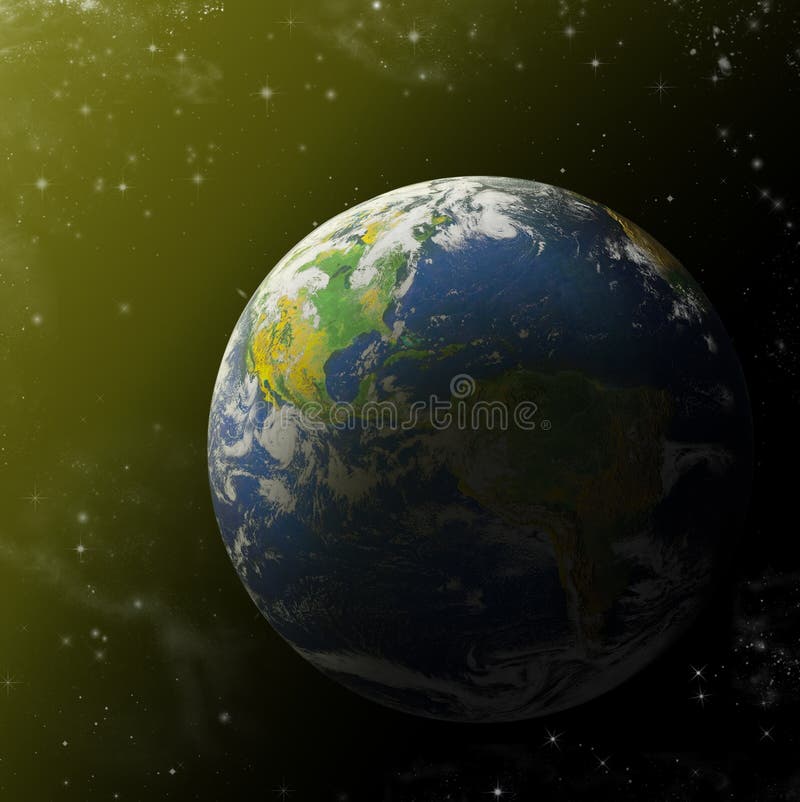 Real Earth Planet in Blue Sun Stock Illustration - Illustration of ...