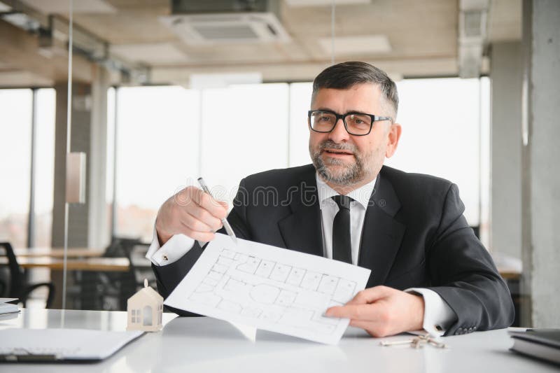 Real Estate Agent Explaining Contract Stock Image - Image of house ...