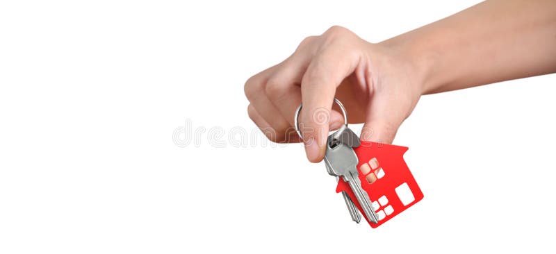 Real Estate Agent Handing Over House Keys in Hand Stock Image - Image ...