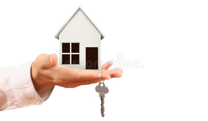 Real Estate Agent Handing Over House Keys in Hand Stock Image - Image ...