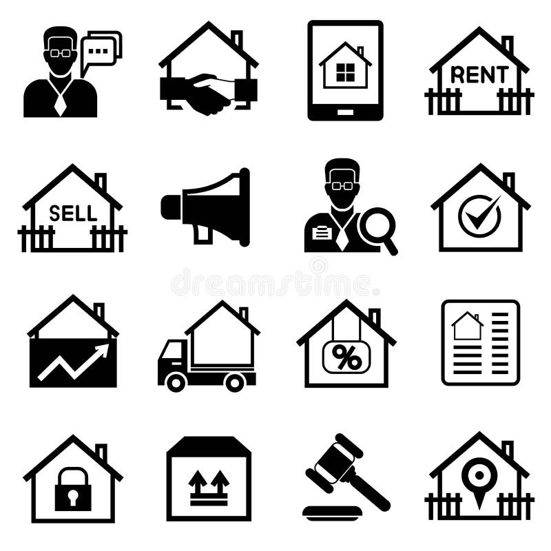 Real Estate Management Icons Stock Illustration - Illustration of agent ...