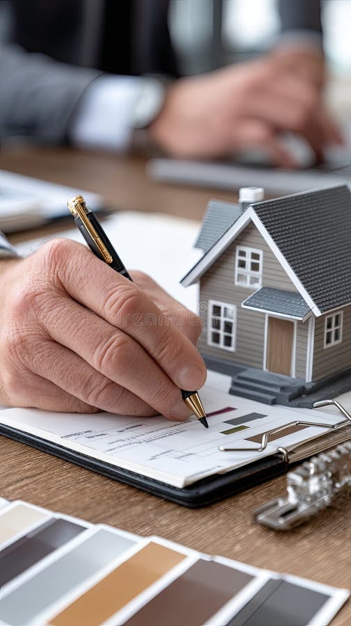 Real Estate Agent Notes Important Details while Observing Color Samples ...