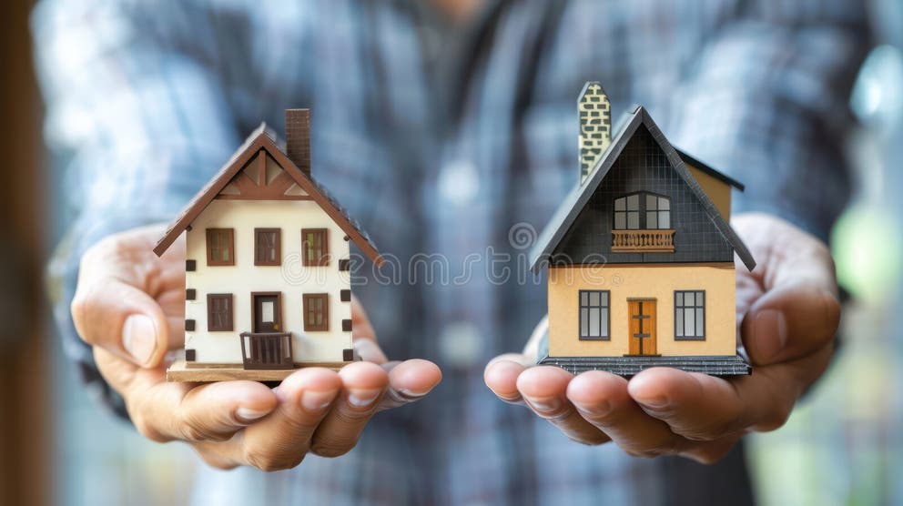 Real Estate Agent Presenting a Side-by-side Comparison Stock ...