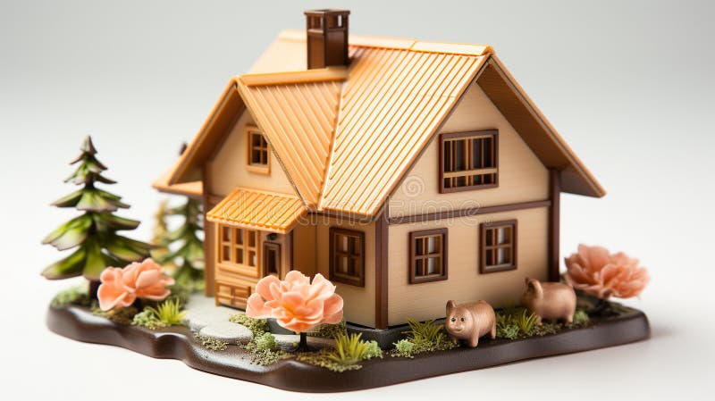 Real Estate Agent Shows a House Model To Customer at Table in Office ...