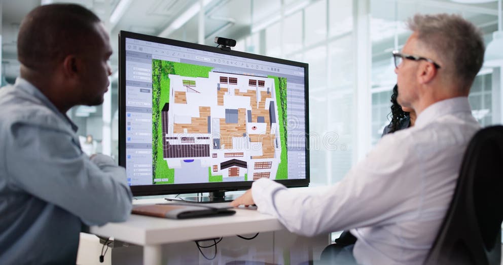 Real Estate Agent Using CAD Software Stock Image - Image of designer ...