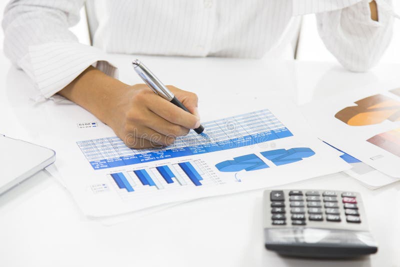 Real Estate Agent Working with Laptop at Table in Office.hand ...