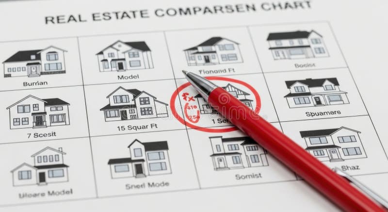 Real Estate Analysis Chart with Selected Property Stock Illustration ...