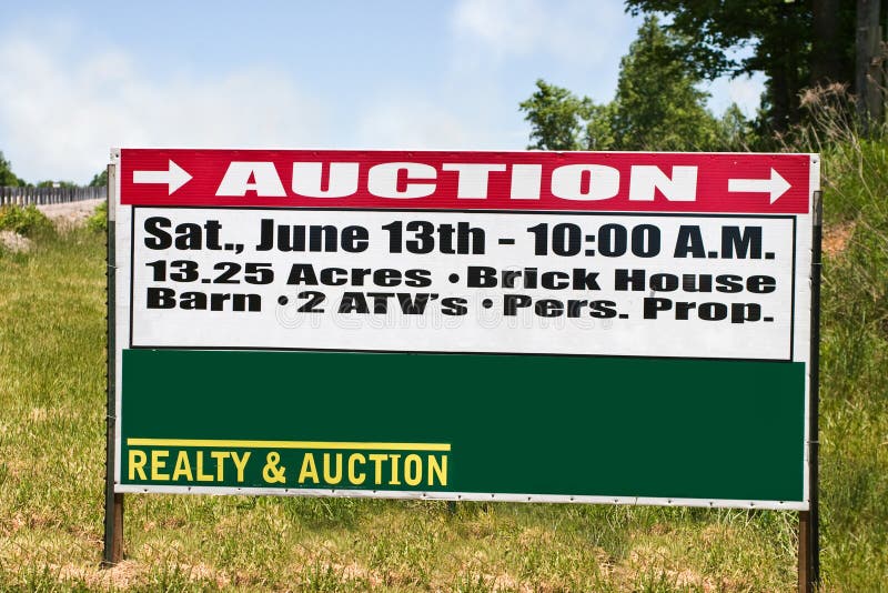 Real estate auction sign stock photo. Image of house, realty - 9445270