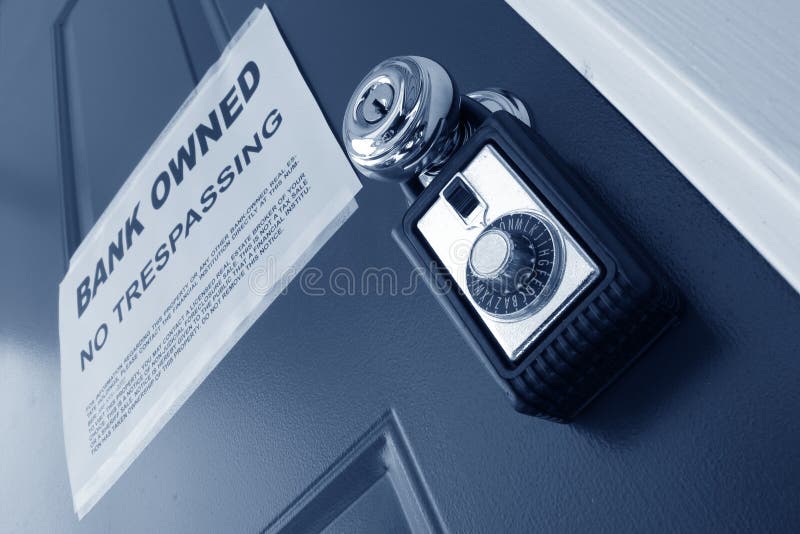 Real Estate Bank Foreclosure Notice on House Door Stock Photo - Image ...