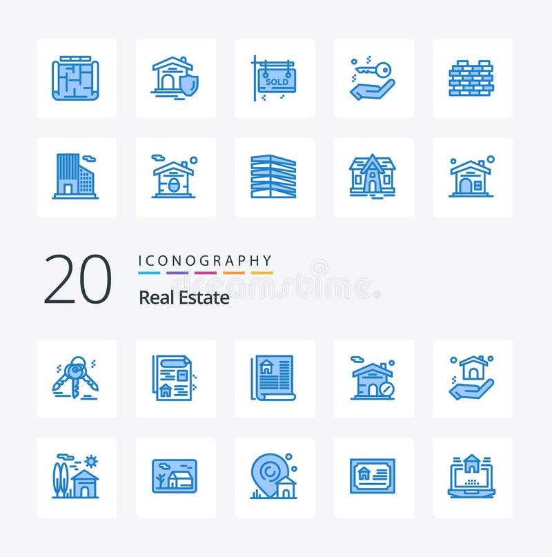 20 Real Estate Blue Color Icon Pack Like Real Document Board Real ...