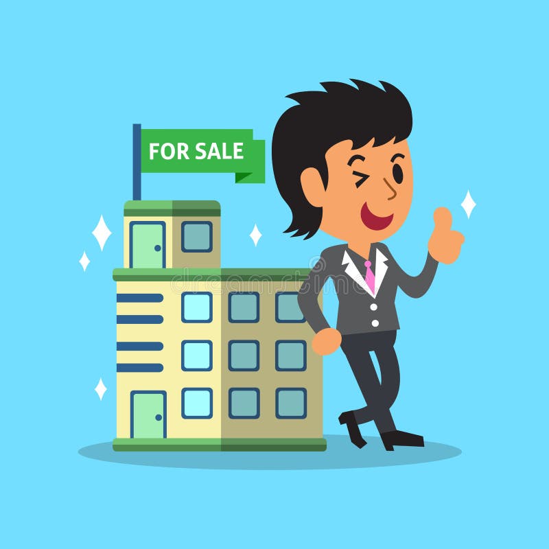 Real Estate Broker Agent and Building for Sale Stock Vector ...