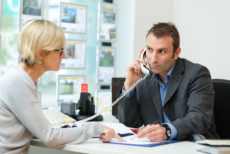 Real Estate Broker Making Appointment on House Visit Stock Image ...