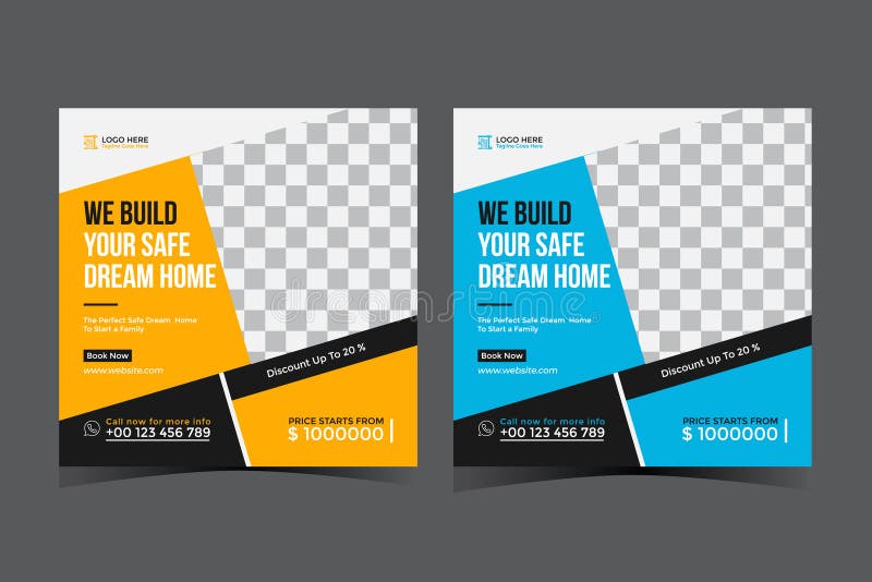 Real Estate Build Home Social Media Post Design Template Stock Vector ...