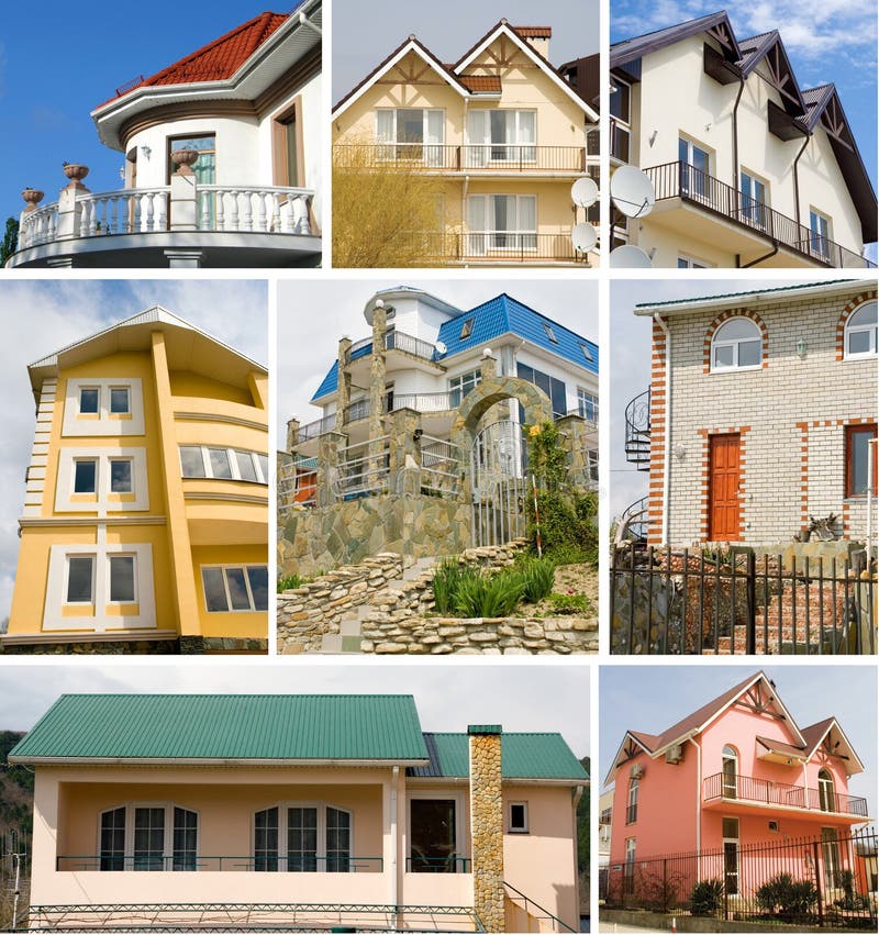 Real Estate Collage of Eight Cottages Stock Photo - Image of design ...