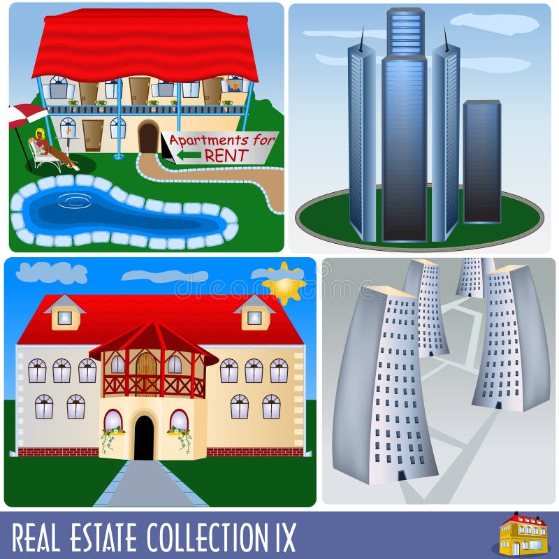Real estate collection 9 stock vector. Illustration of design - 15717926