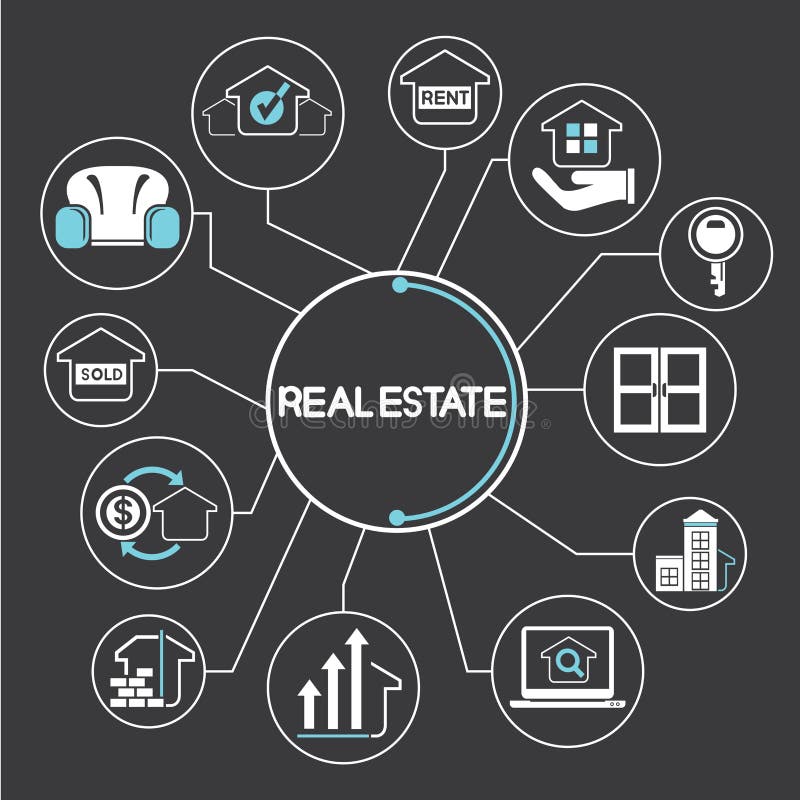 Real Estate Management Icons Stock Illustration - Illustration of agent ...