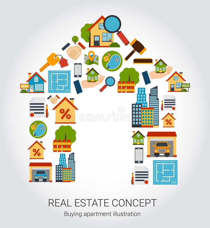 Real Estate Concept stock vector. Illustration of family - 95295814