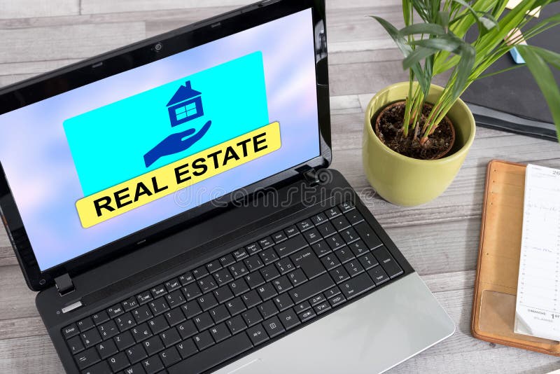 Real Estate Concept on a Laptop Stock Photo - Image of house, insurance ...