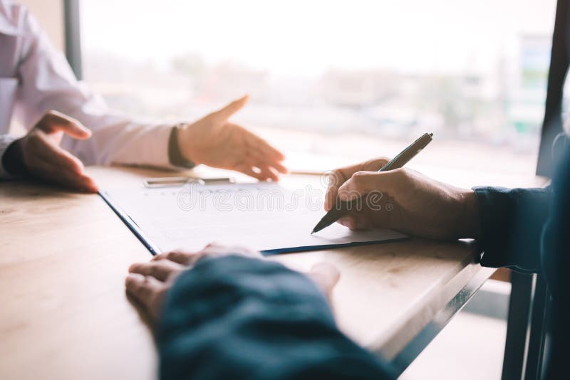 Real Estate Contract on Desk with Client Signing in Office Stock Image ...