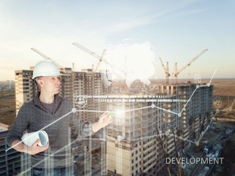 Industrial Collage with Virtual Display Controls Stock Image - Image of ...