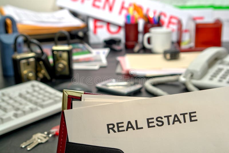 Real Estate Documents in Binder on Realtor Desk Stock Image - Image of ...