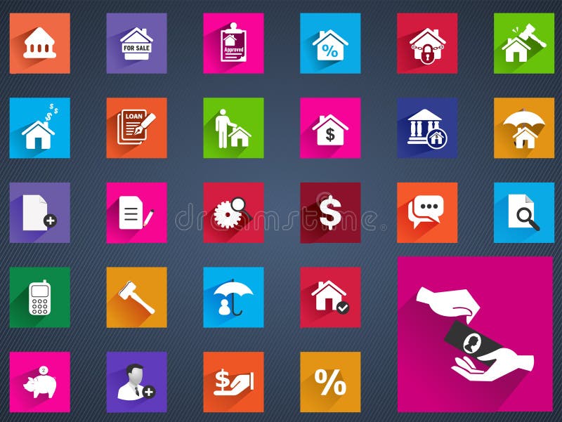 Home, Real estate icon set stock vector. Illustration of plan - 48645177