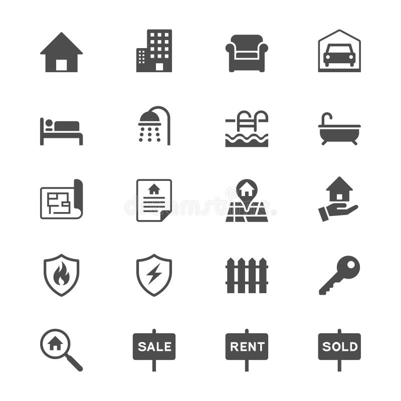 Real estate icons stock vector. Illustration of flat - 32308962