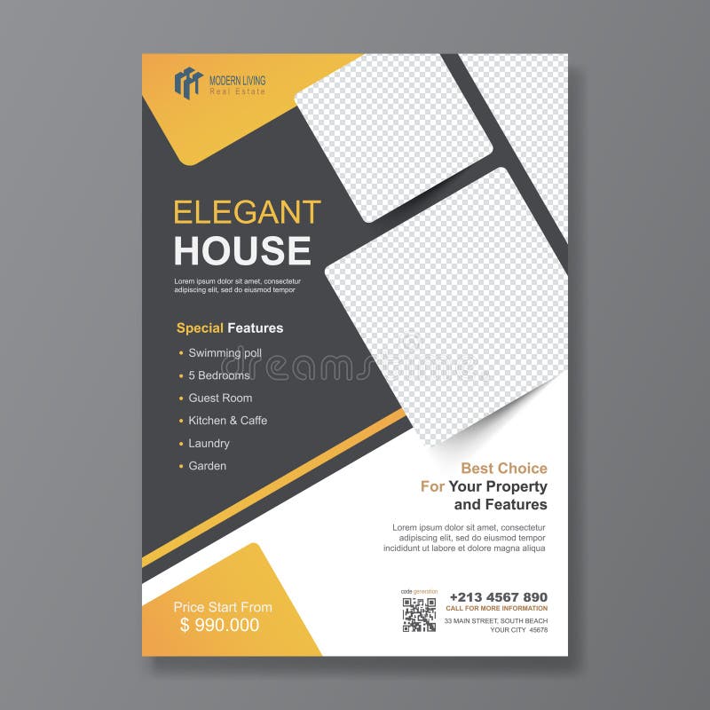 Real Estate Flyer Design Template. Can Use To Brochure, Leaflets ...