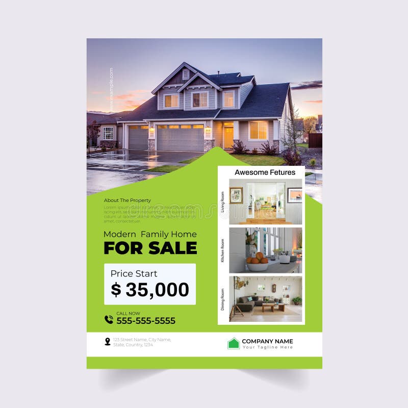 Real Estate Flyer Layout stock vector. Illustration of customizable ...