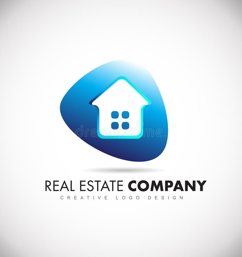 Real Estate House Blue Logo Icon Design Stock Vector - Illustration of ...