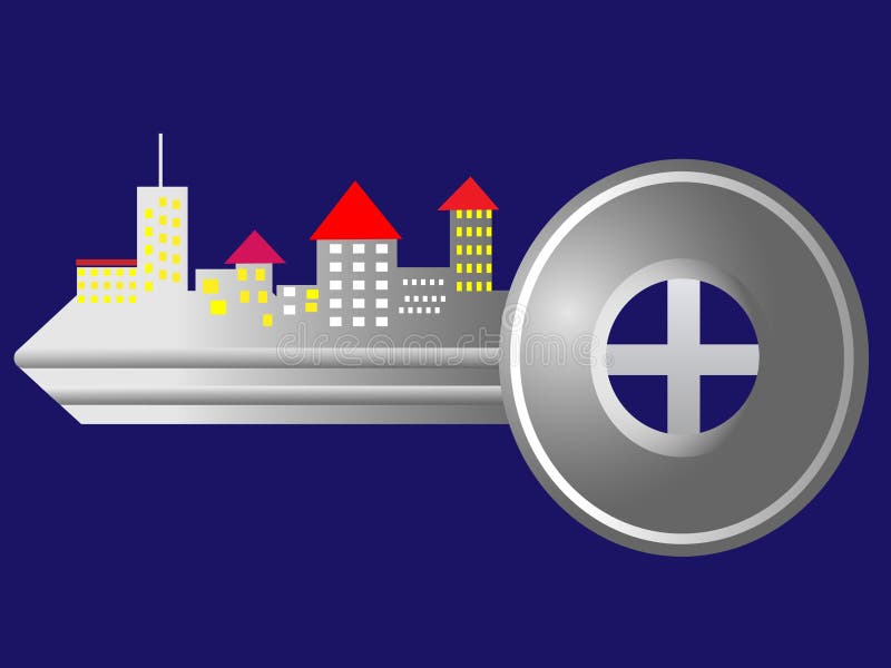 Real estate house key city stock vector. Illustration of card - 23393659