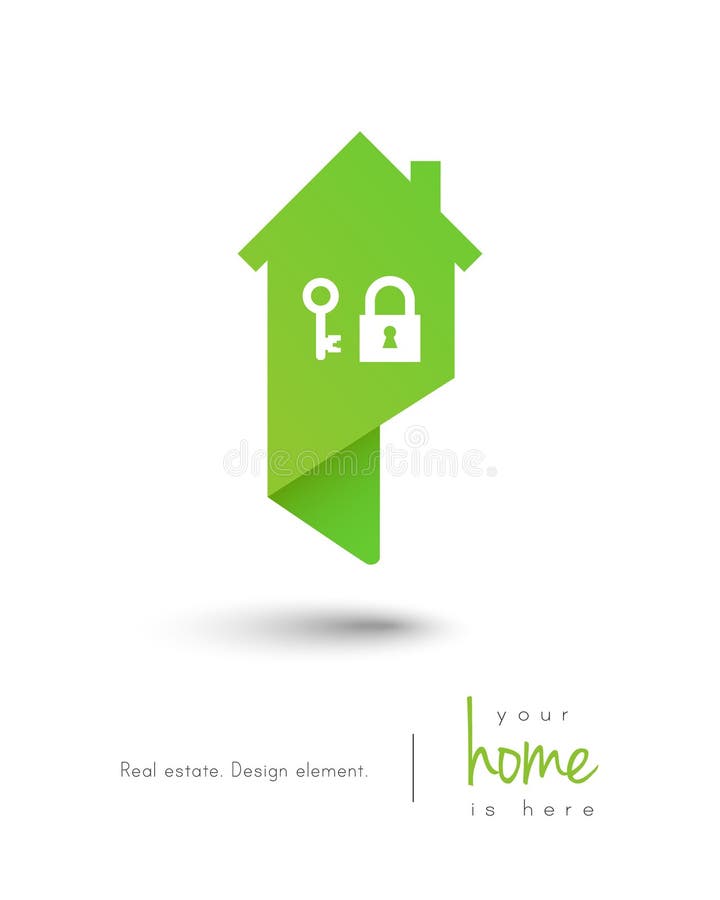 Real Estate House Logo with Key and Lock Stock Vector - Illustration of ...