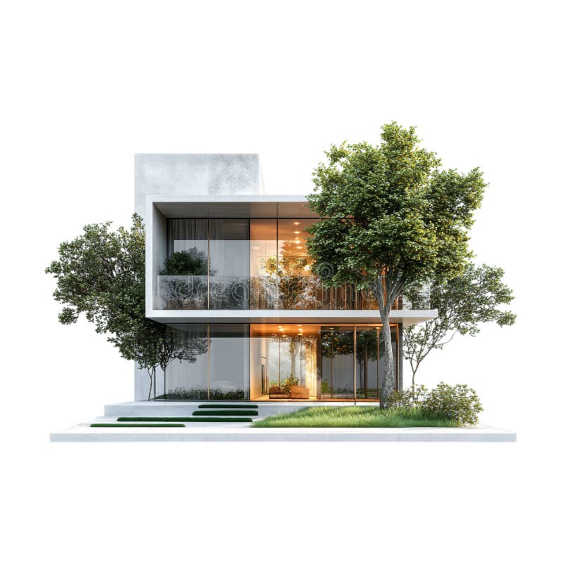 Real Estate House with Trees on Transparent Background - Ai Generated ...