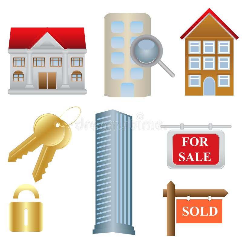 Real Estate and Housing Icons Stock Vector - Illustration of estate ...