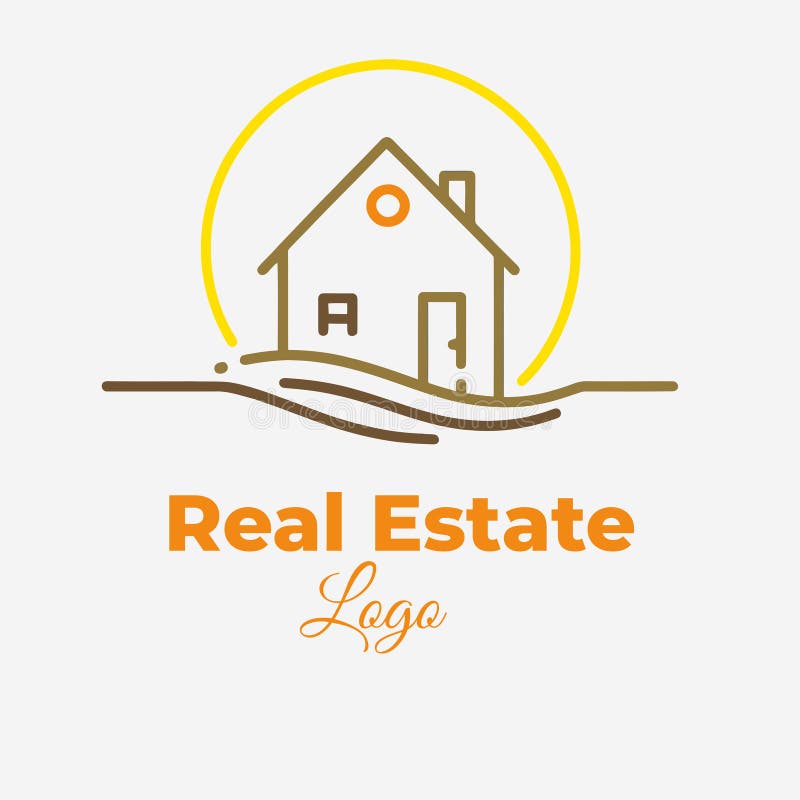 Minimalist Real Estate Icon Design in Line Art Style Stock Vector ...