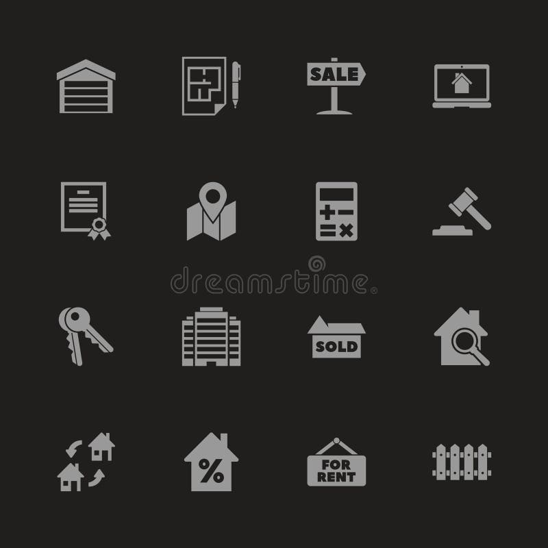 Real Estate - Iconos Planos Del Vector Ilustración del Vector ...