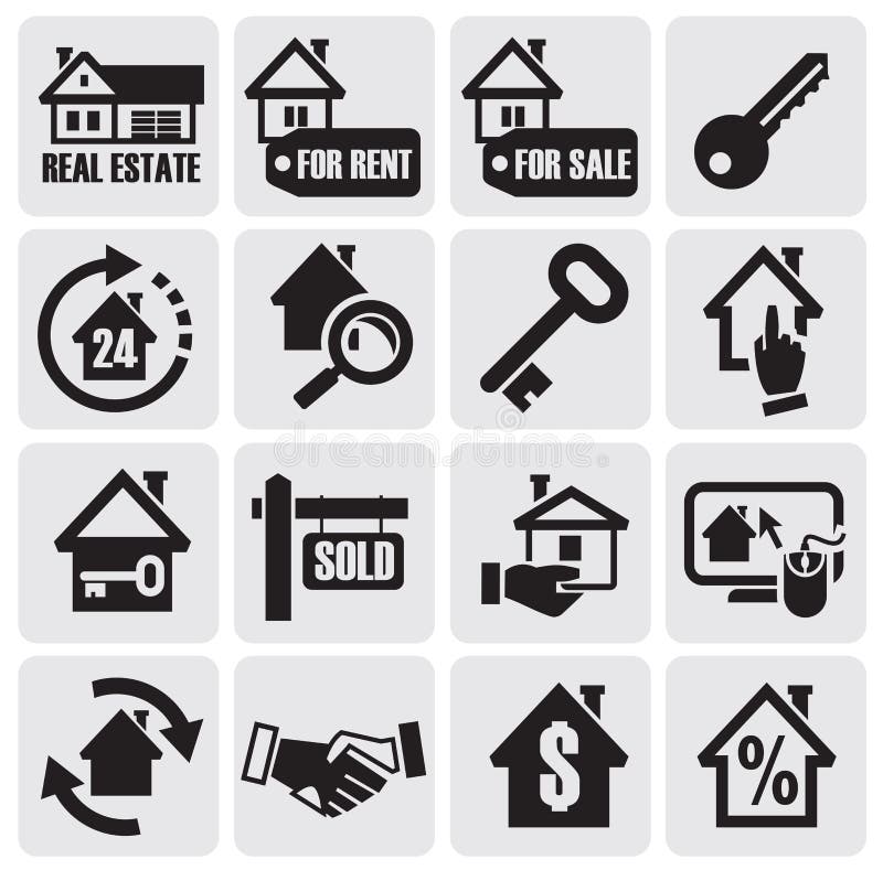 Vector Real Estate Icons Set Stock Vector - Illustration of hand, icon ...