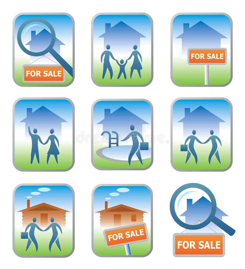 Real_estate_icons stock vector. Illustration of pool - 27085310