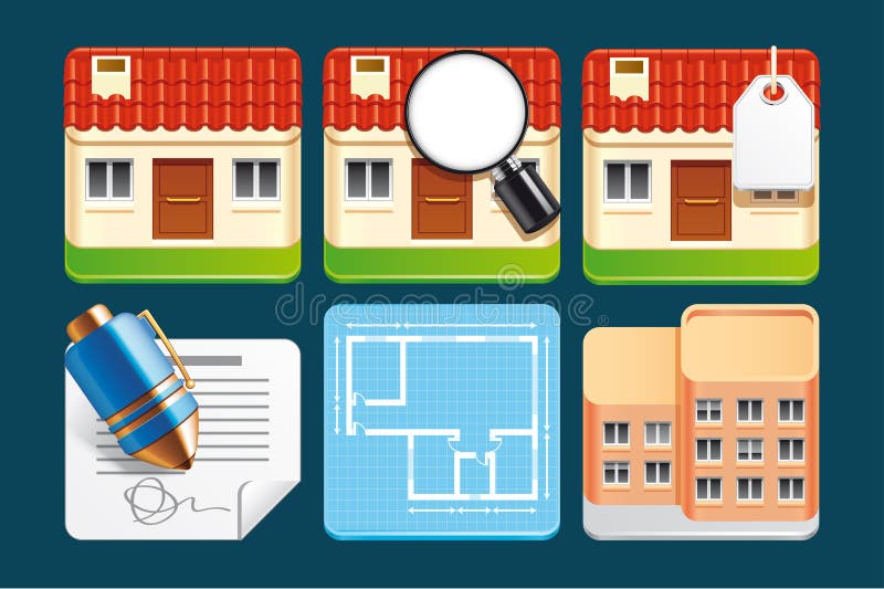 Real estate icons stock vector. Illustration of square - 29247844