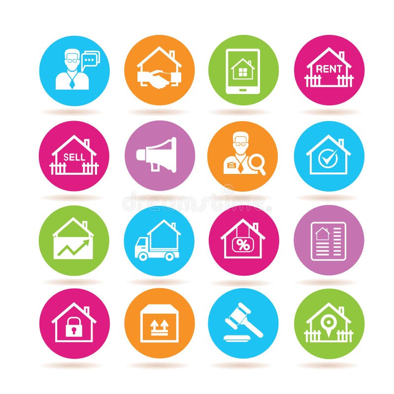 Real Estate Management Icons Stock Illustration - Illustration of agent ...