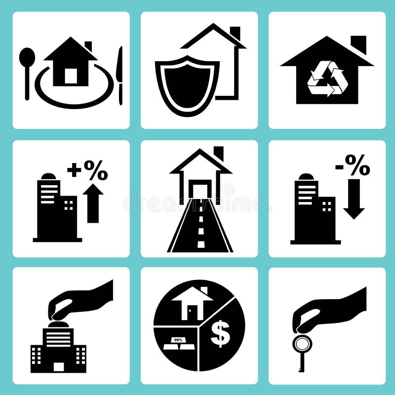 Real Estate Management Icons Stock Illustration - Illustration of agent ...