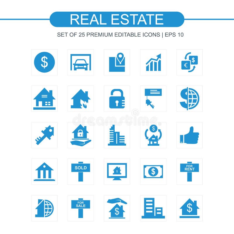 Real Estate Icons Set Vector Stock Vector - Illustration of estate ...
