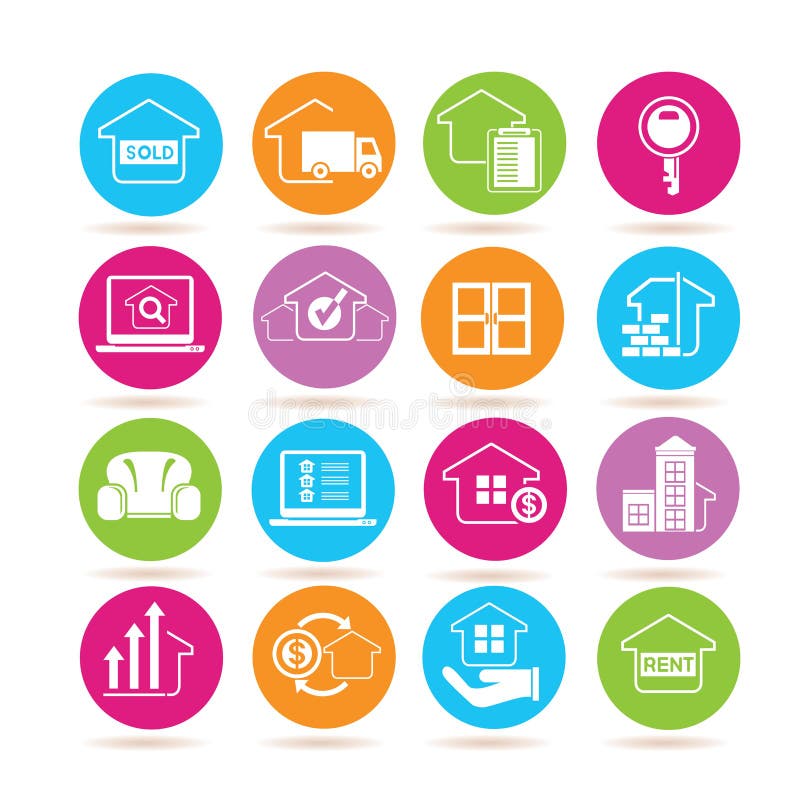 Real Estate Management Icons Stock Illustration - Illustration of agent ...