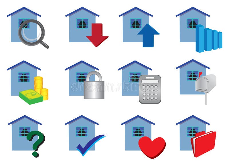 Real Estate Icons Set in Colors Stock Vector - Illustration of mail ...