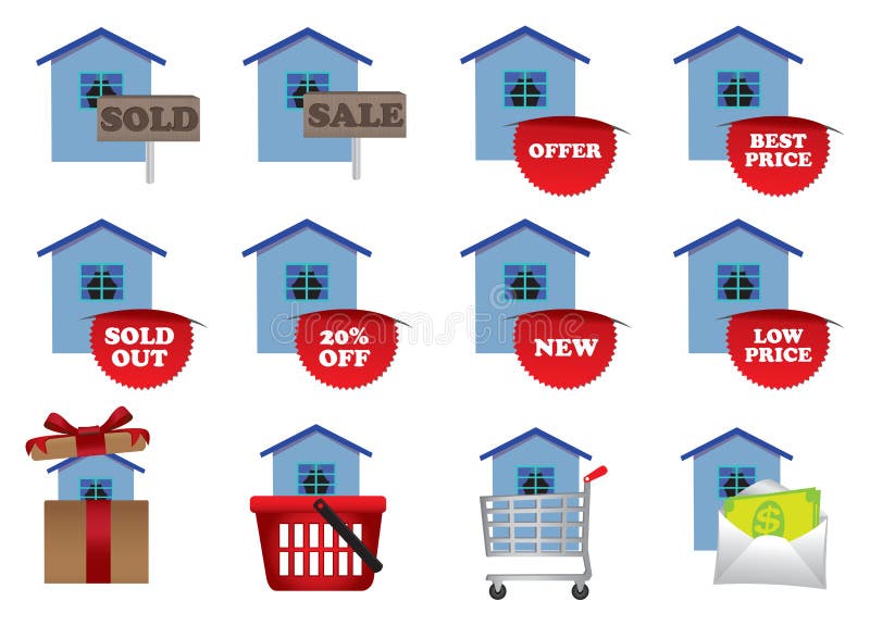 Real Estate Icons Set in Colors Stock Vector - Illustration of rent ...