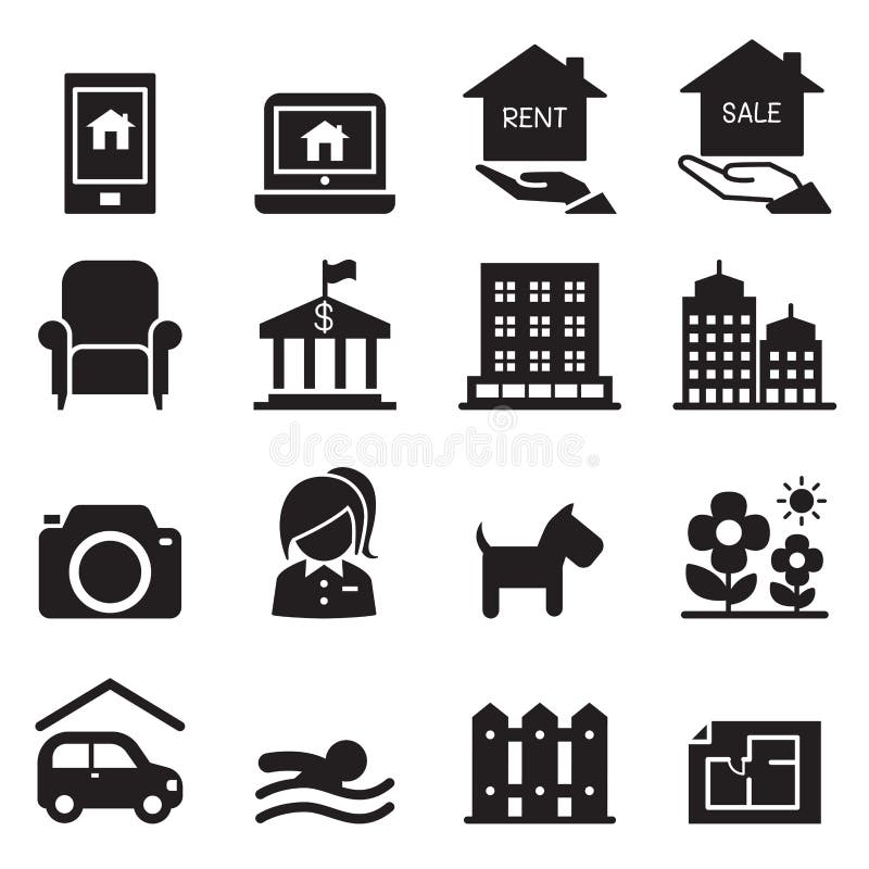 Real estate icons set stock illustration. Illustration of estate - 72474232